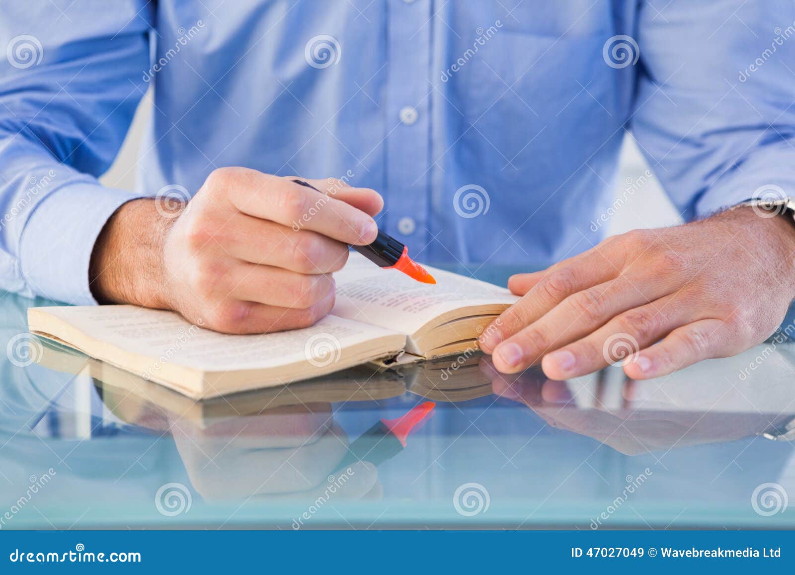 Hands Highlighting Text in Book Stock Image - Image of caucasian ...