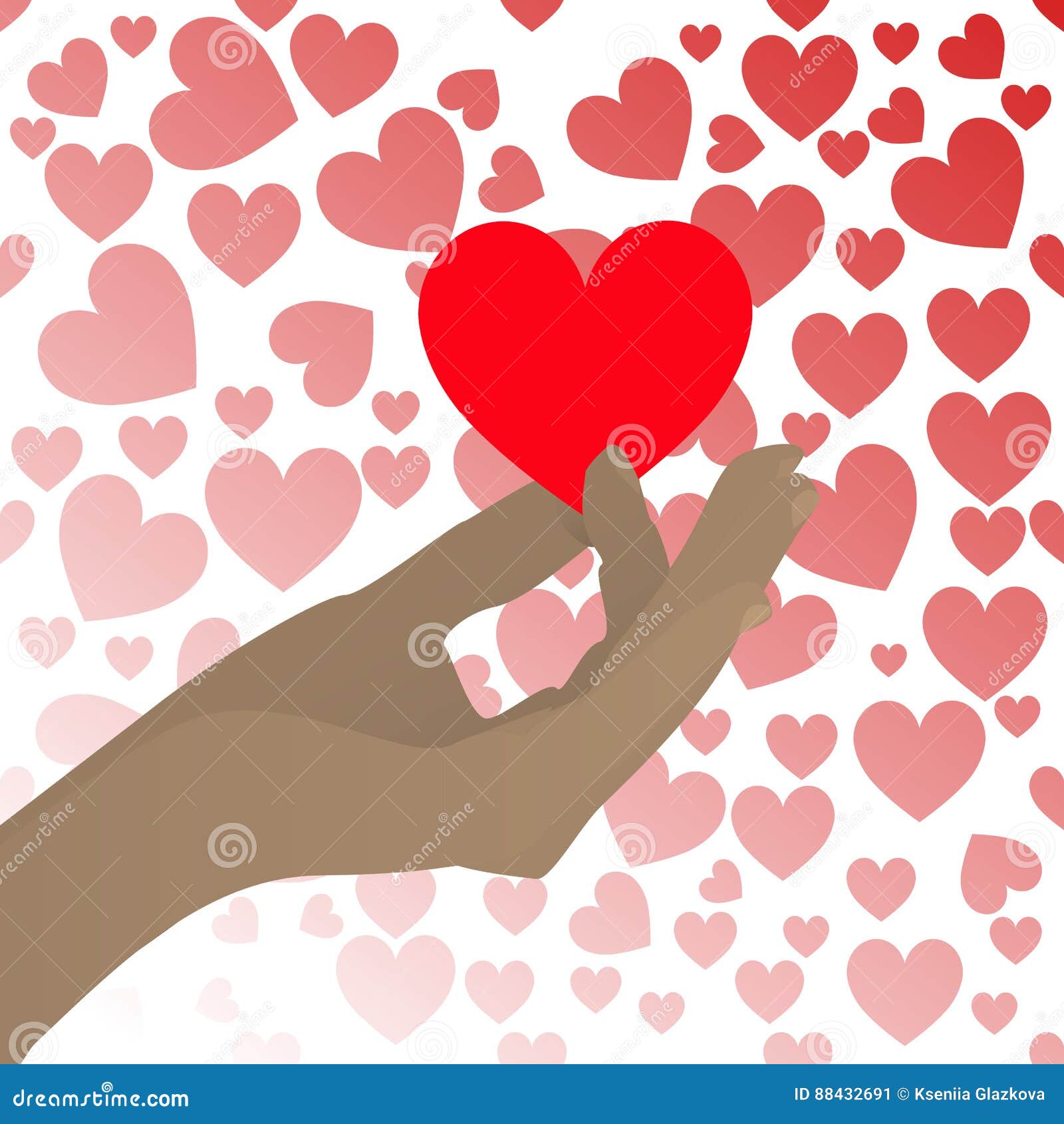 HANDS HOLD in the BACKGROUND of HEART Stock Illustration - Illustration ...