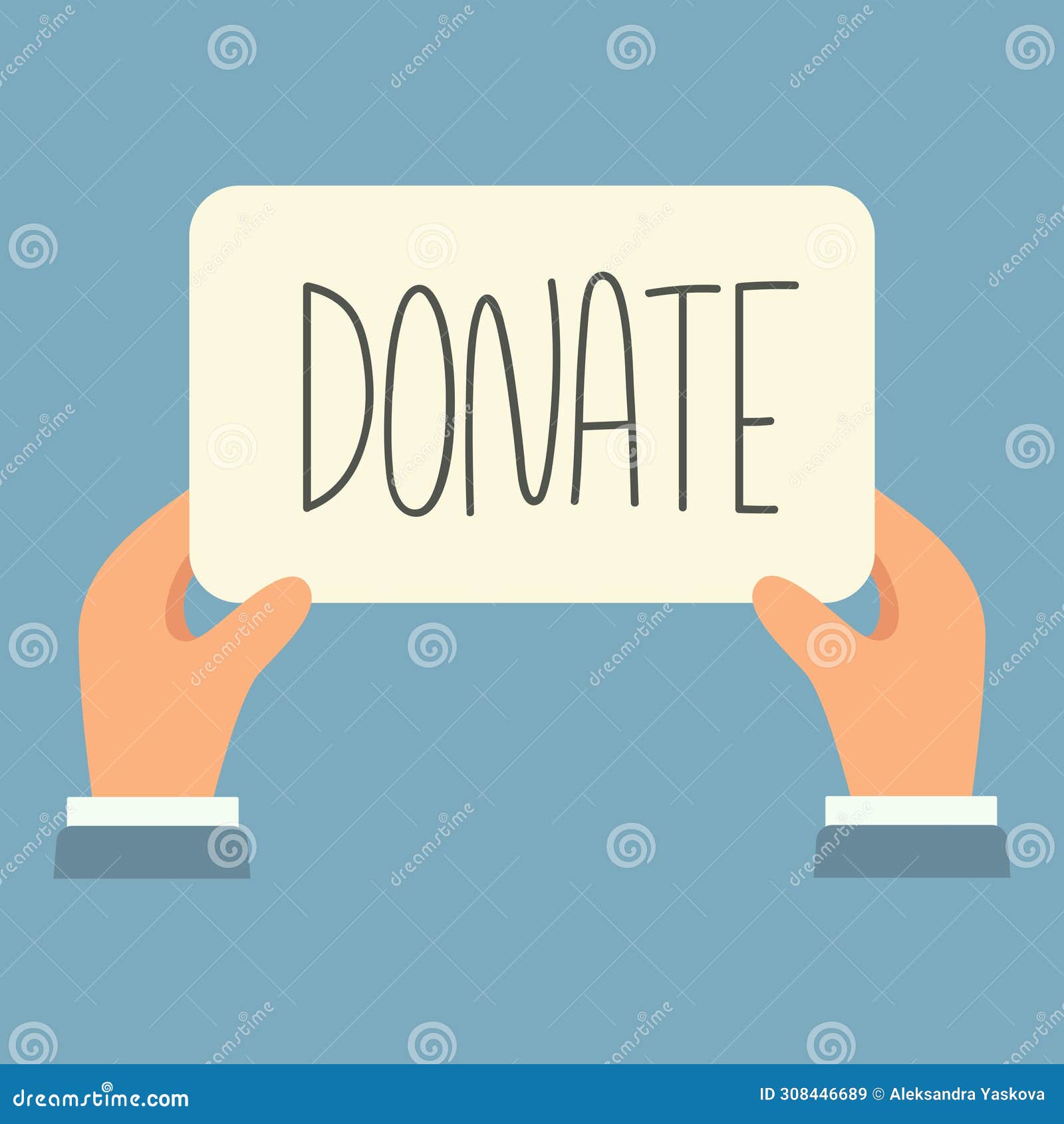 Hands Hold Banner with Donate Text. Donation Business Concept. Flat ...