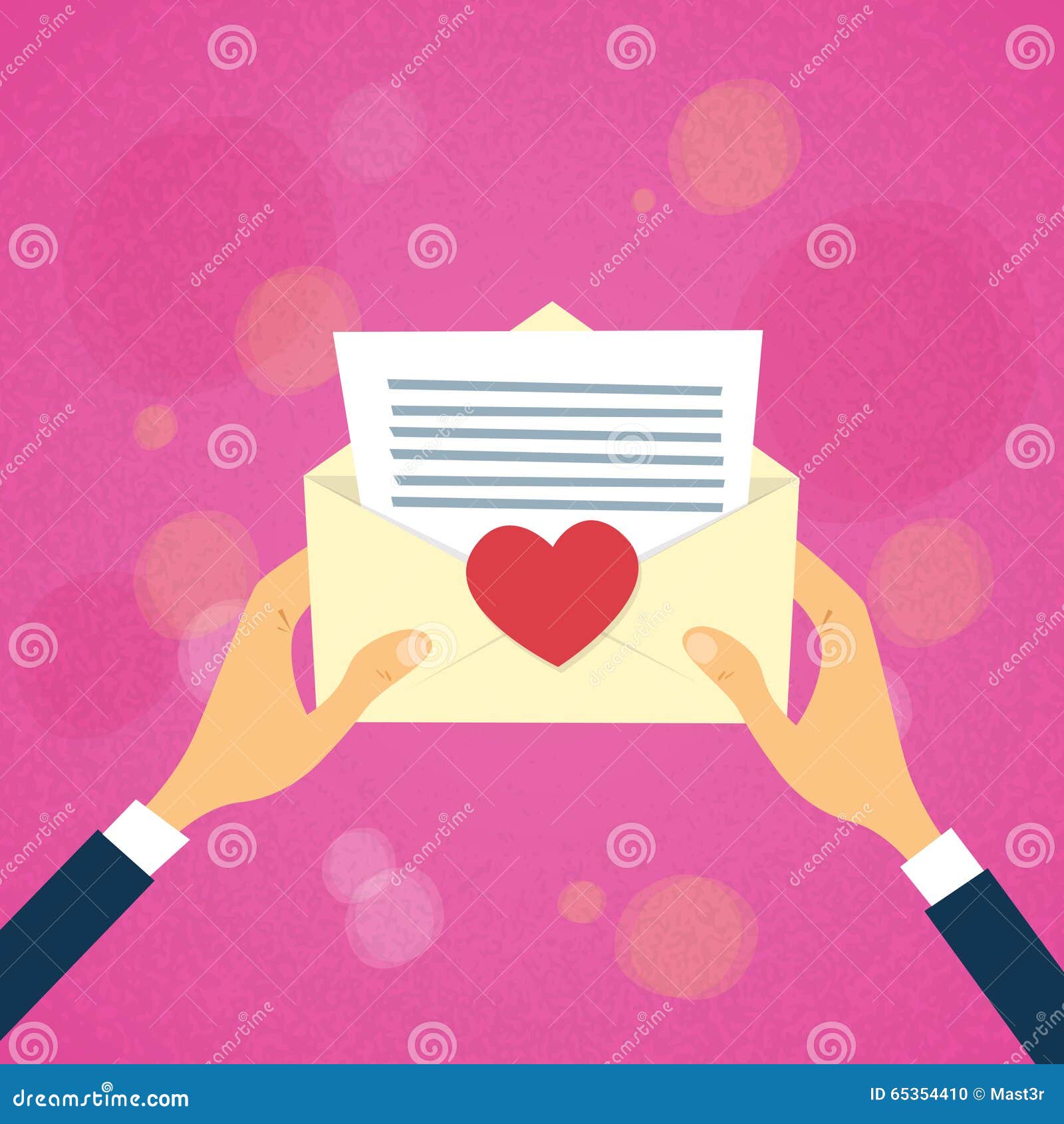 Hands Hold Envelope Red Heart Mail Letter Stock Vector - Illustration ...