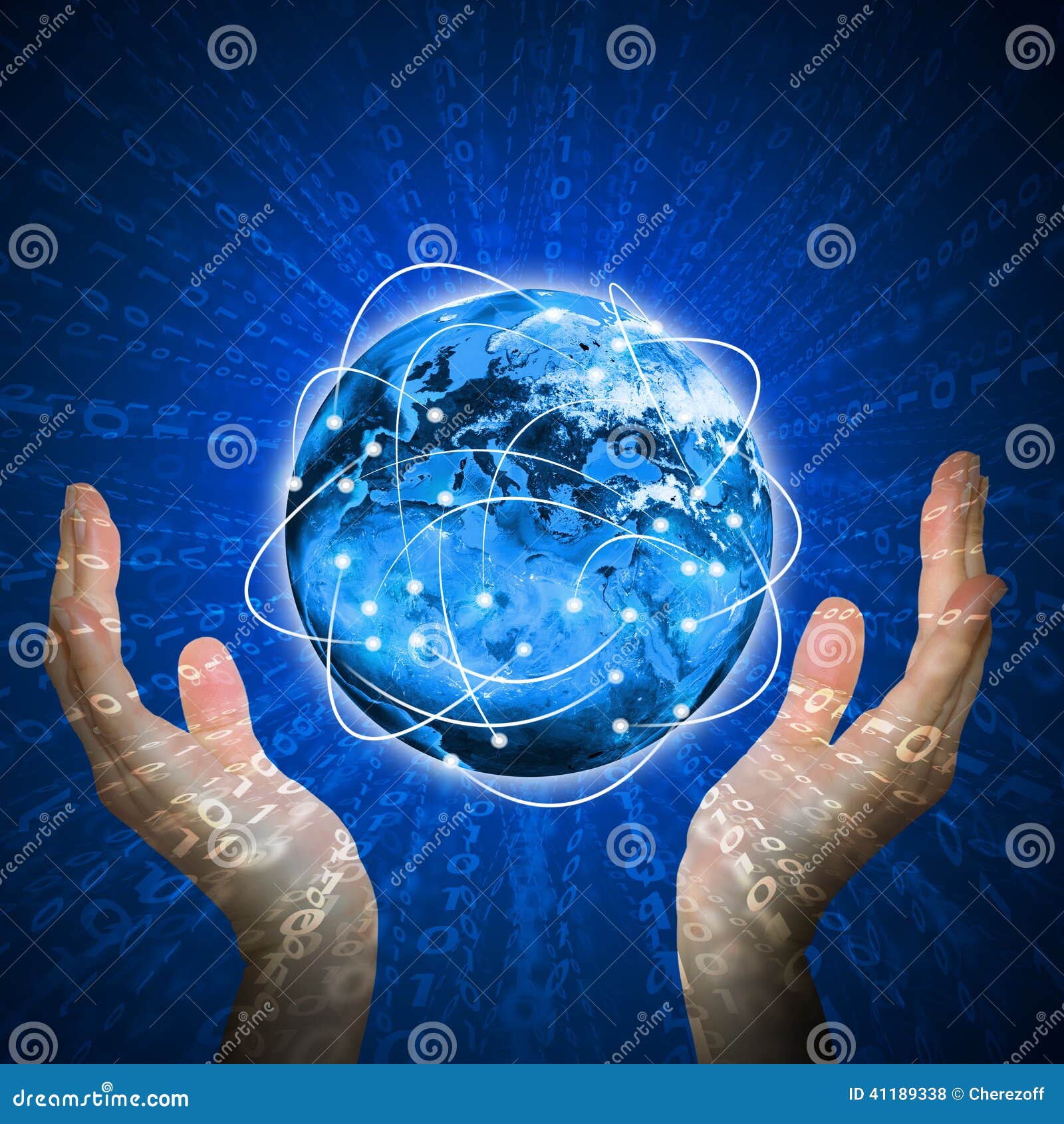 Hands Hold Glowing Earth. Hi-tech Background Stock Photo - Image of ...