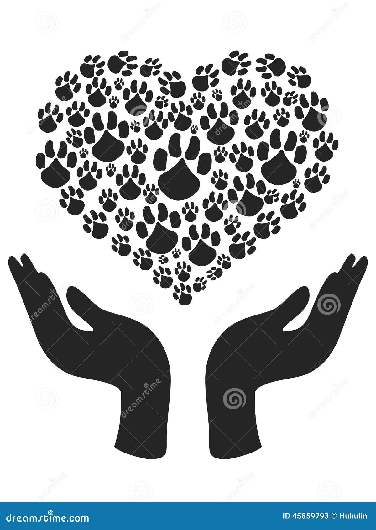 Hands Hold Heart Paw Symbol Stock Vector - Illustration of clip, love ...