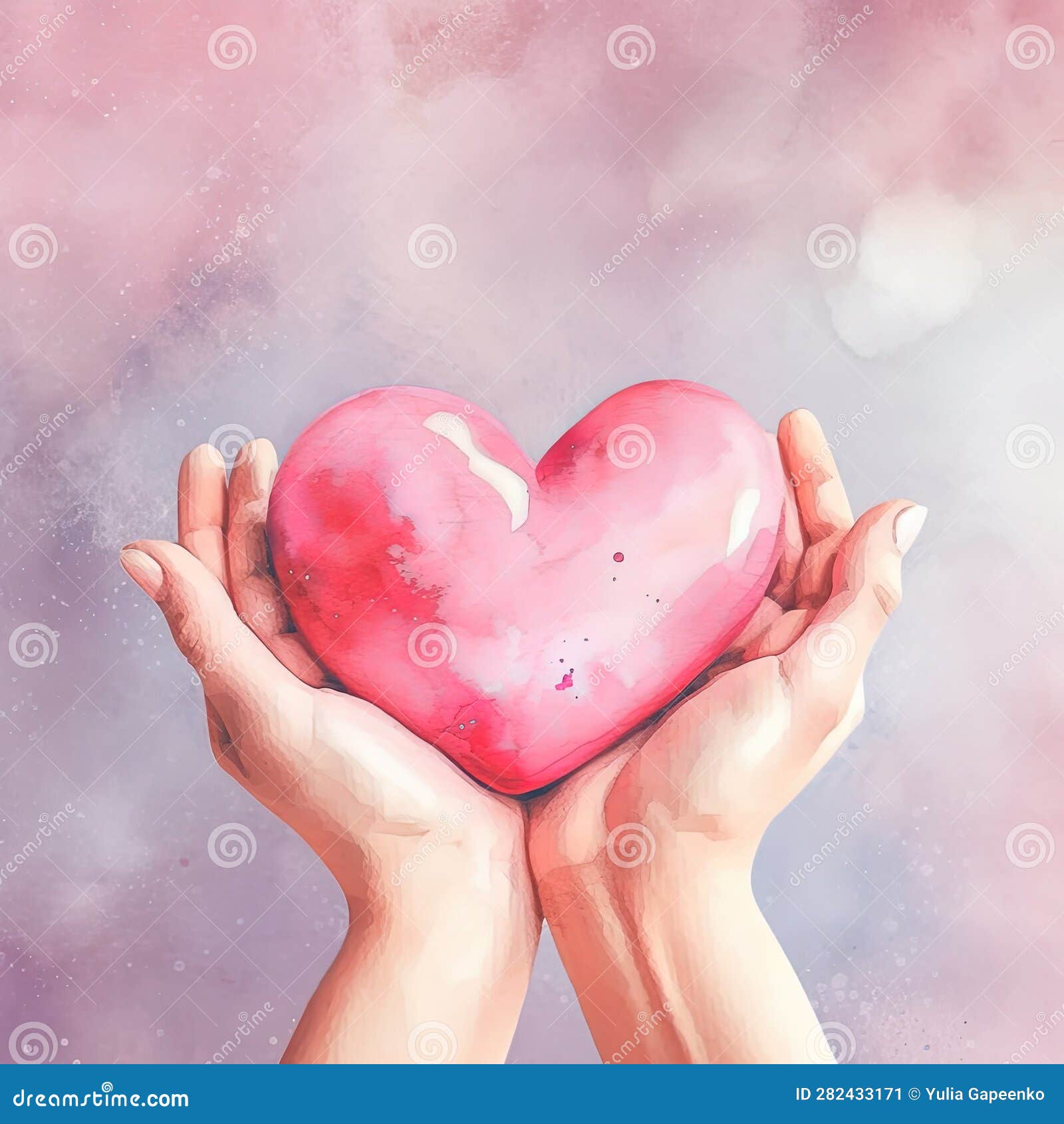 Hands Hold Heart Watercolor. Illustration AI Generative Stock ...