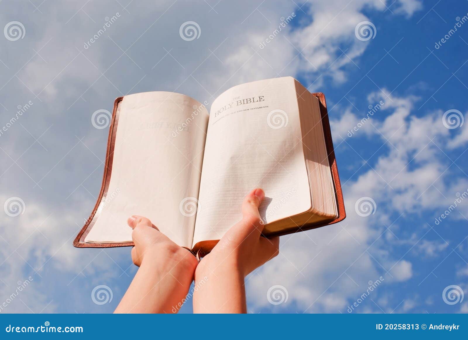 Hands hold the open Bible stock image. Image of religion - 20258313