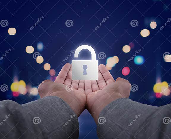 Hands hold a padlock stock photo. Image of encryption - 85776902