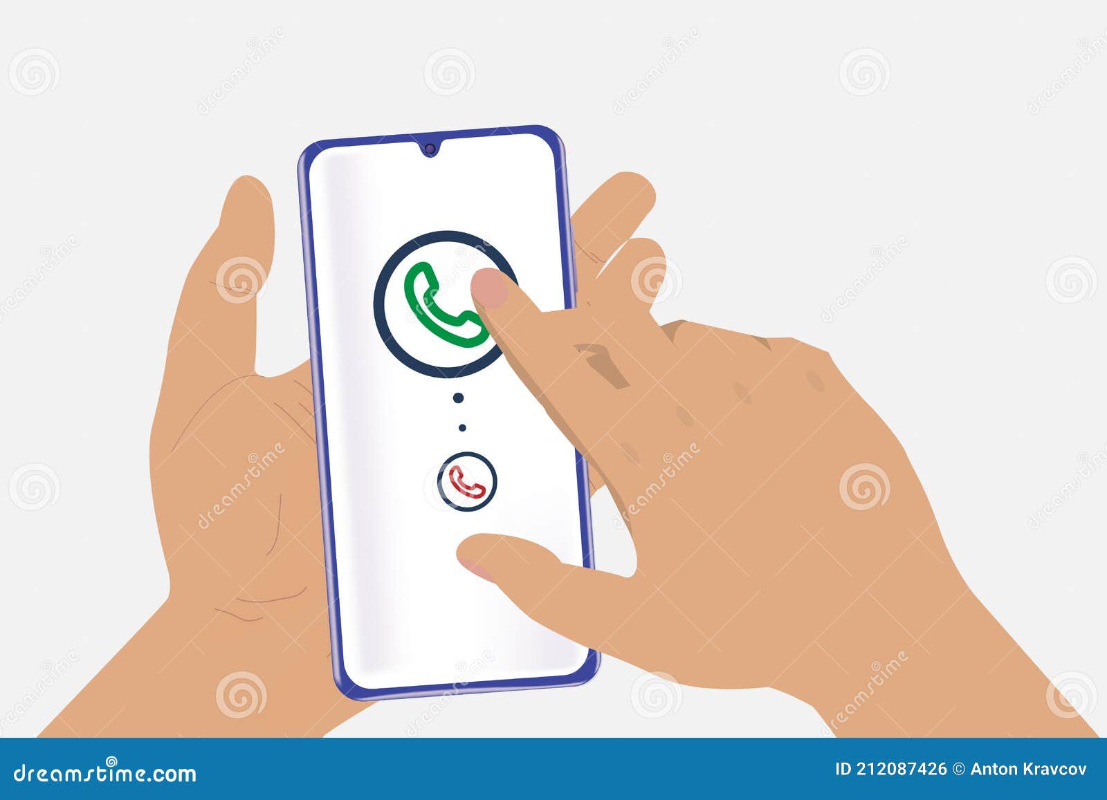 Hands Hold the Phone and Answer the Phone. Stock Vector - Illustration ...
