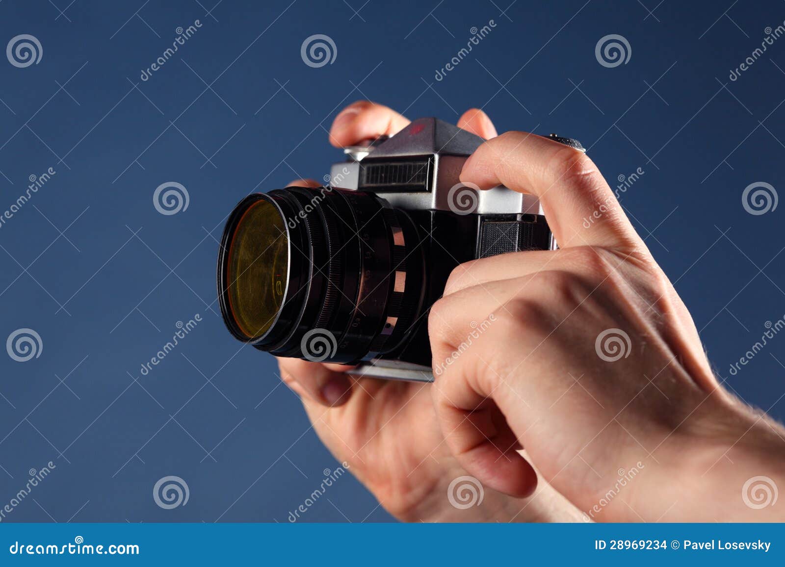 Hands Hold Small Old Camera Stock Photo - Image of people, closeup ...