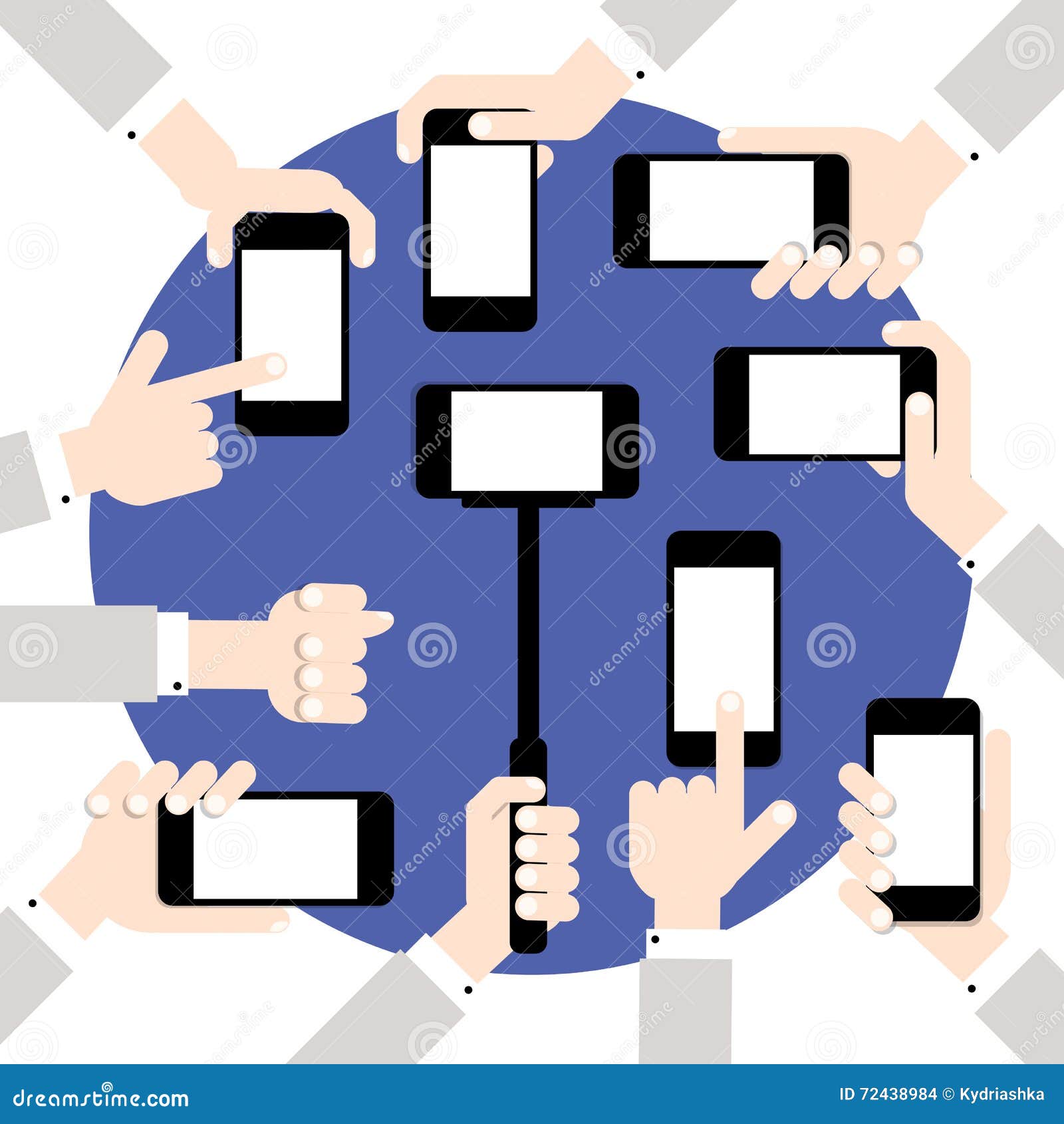 Hands Hold Smart Phones, Flat Design Stock Vector - Illustration of ...