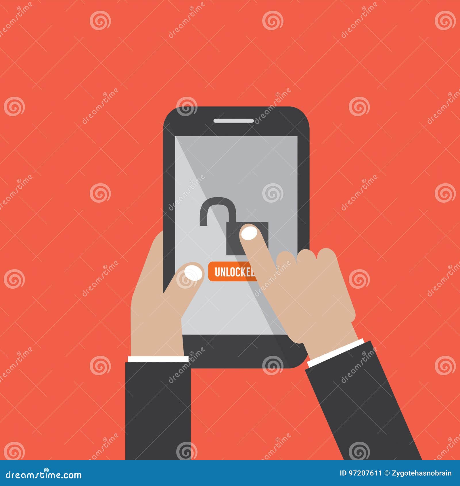 Hands Hold Smartphone with UnLock Screen Stock Vector - Illustration of ...