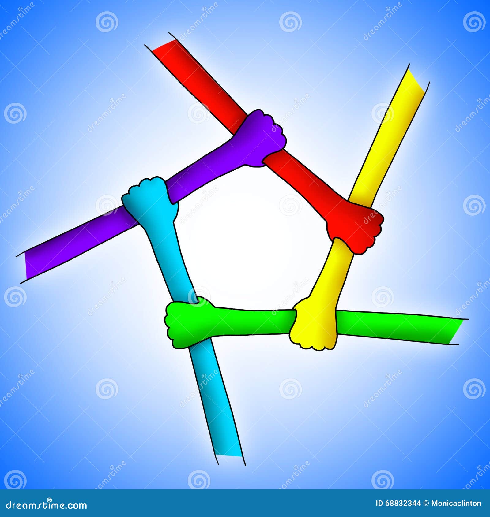 Hands Hold Together Represent Team Work Stock Illustration ...