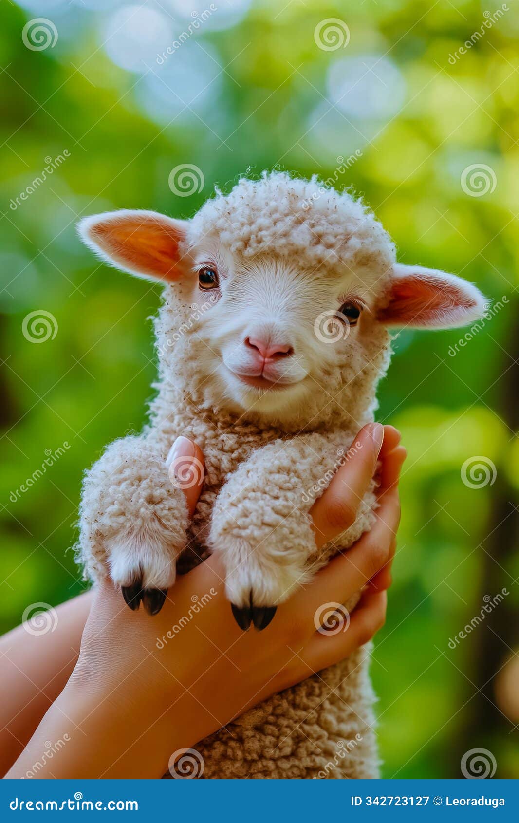 Hands Holding an Adorable Baby Sheep Stock Illustration - Illustration ...
