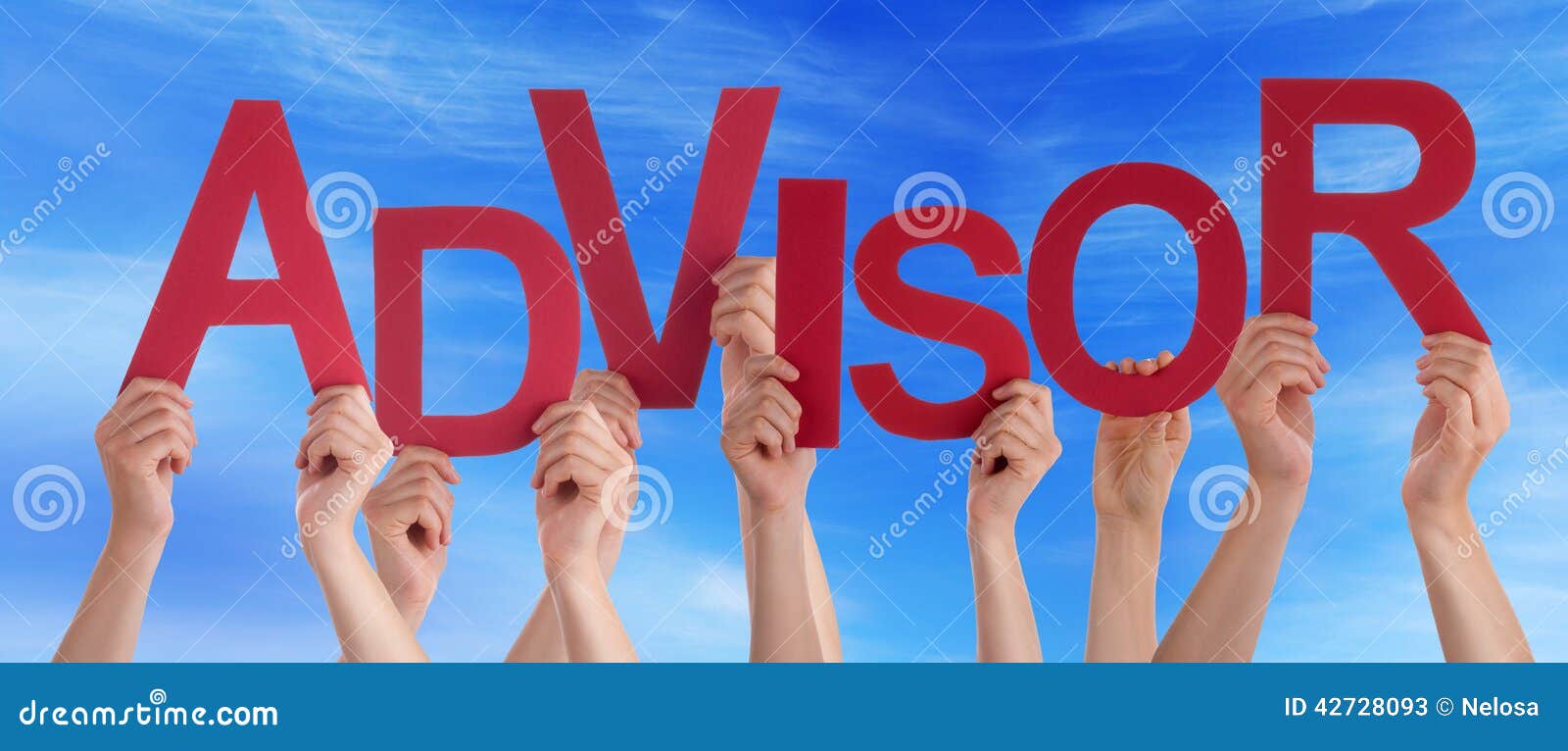 Hands Holding Advisor in the Sky Stock Image - Image of advisors ...