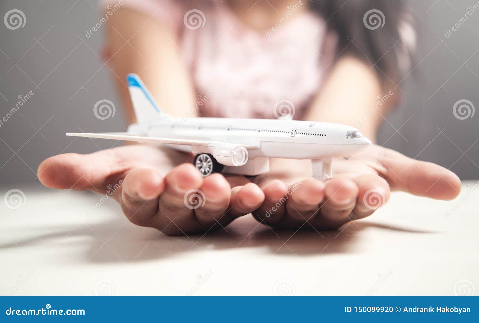 Hands Holding Airplane Model. Travel Stock Photo - Image of ...
