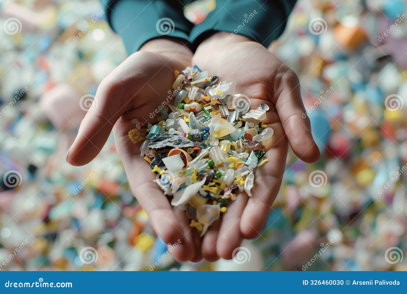 Hands Holding Assorted Microplastic Fragments Stock Illustration ...