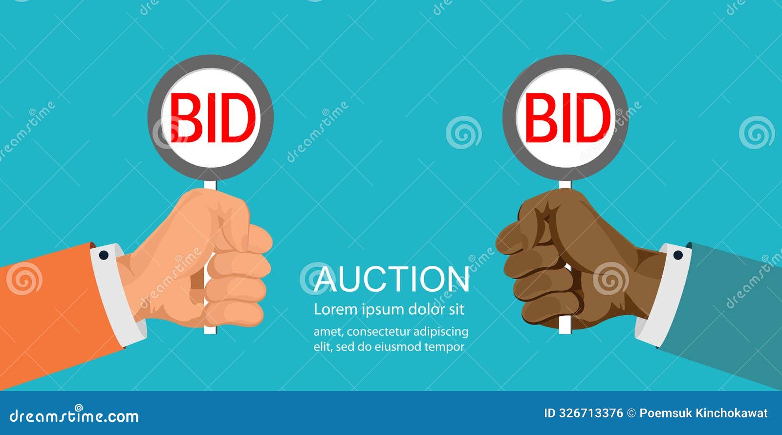 Hands Holding Auction Paddle Stock Illustration - Illustration of sold ...