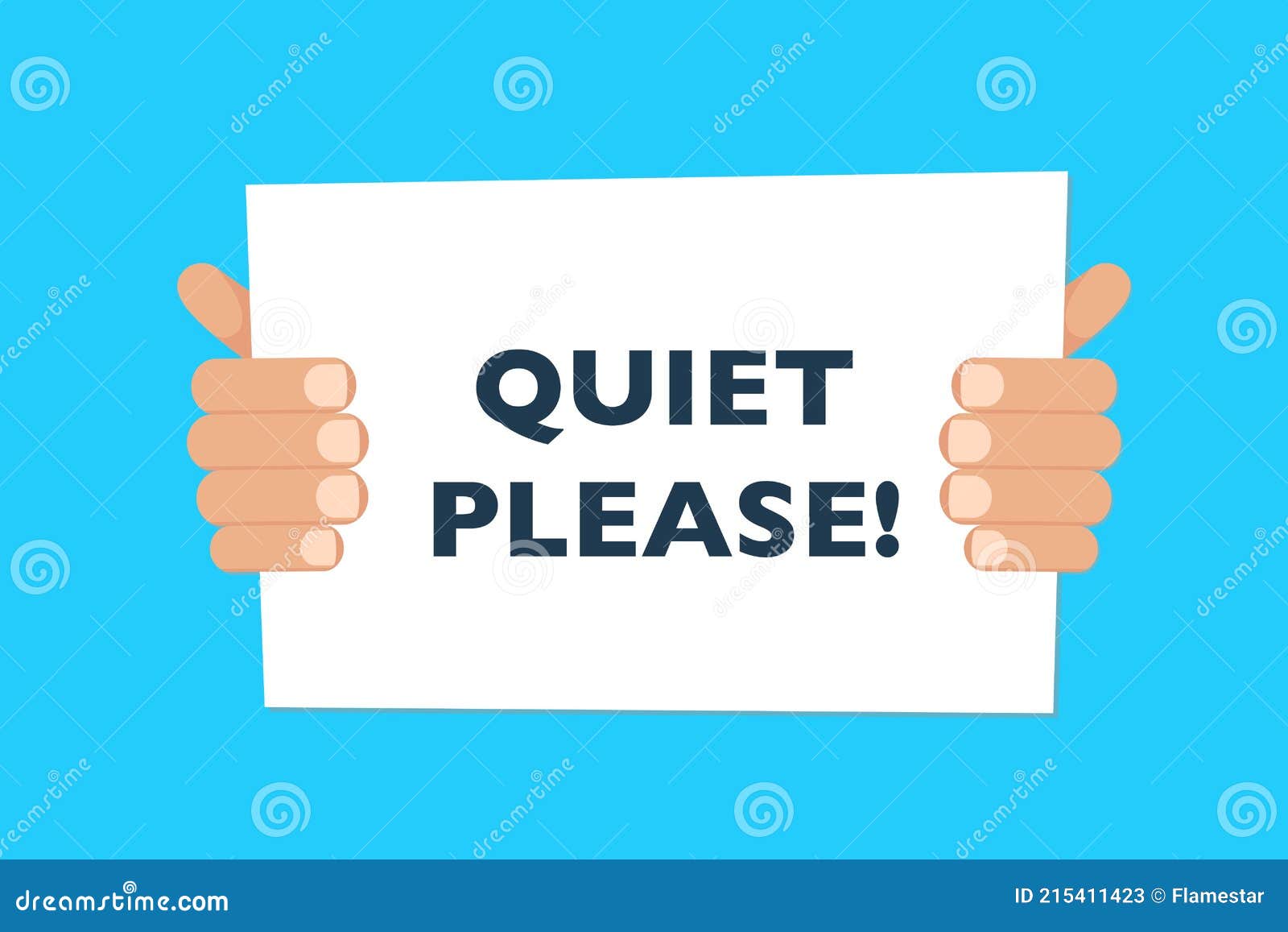 Hands Holding a Banner with Quiet Please Text Sign. Vector Stock Vector ...