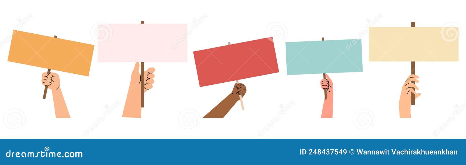 Hands Holding Banners Sign Concept Stock Vector - Illustration of human ...
