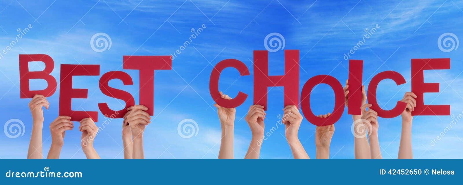 Hands Holding Best Choice in the Sky Stock Illustration - Illustration ...
