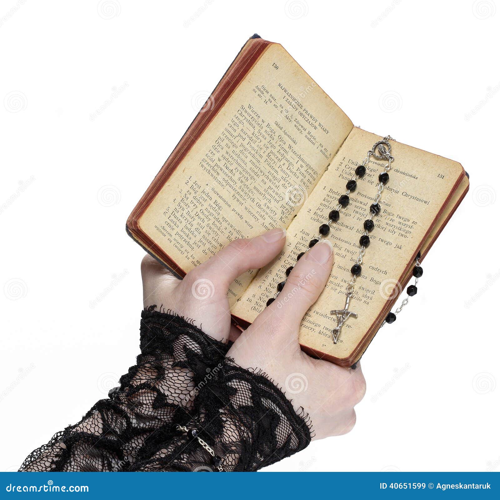 Hands Holding the Bible and Praying with a Rosary Stock Image - Image ...