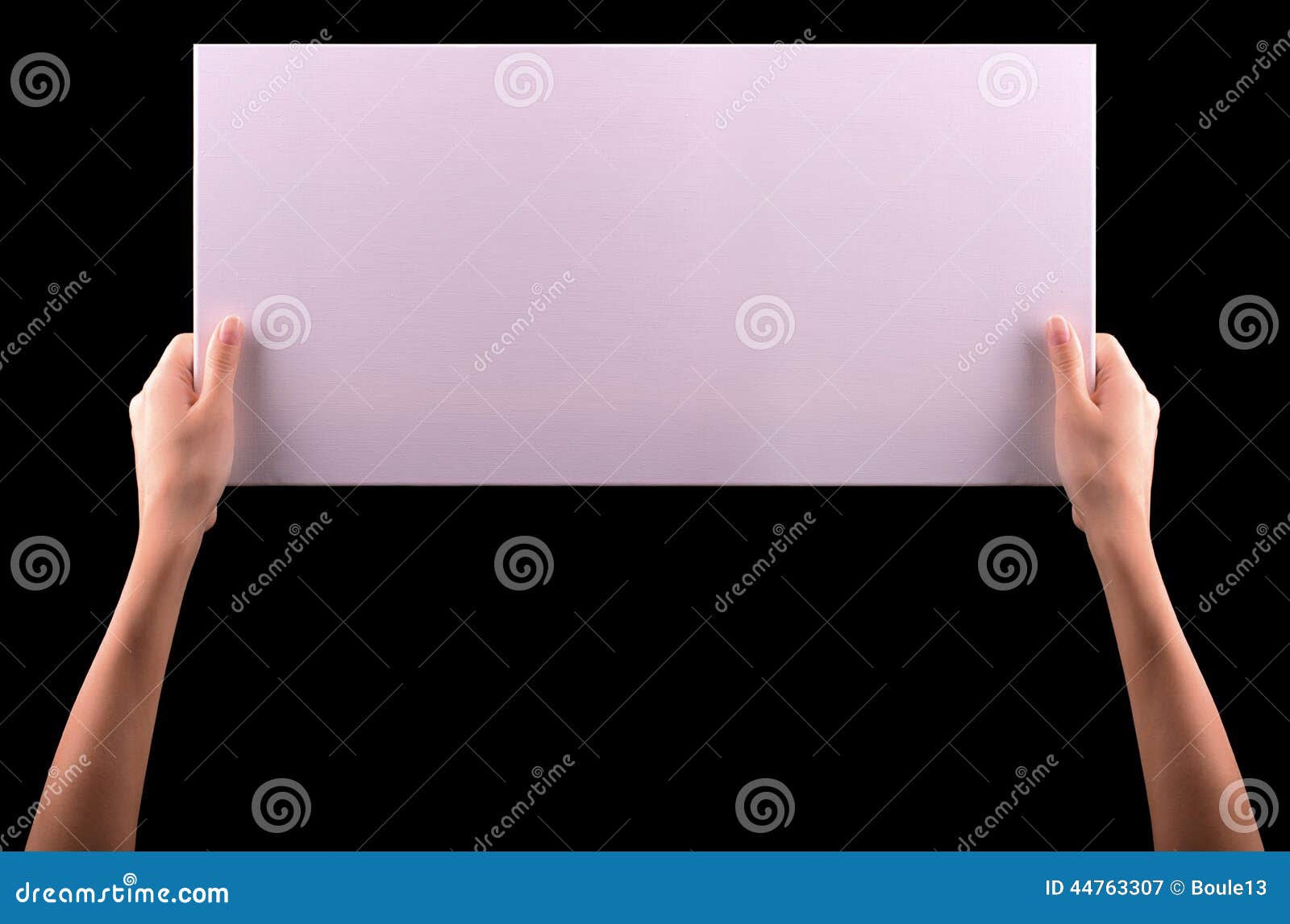 Hands Holding Big Blank Paper Banner Stock Image - Image of advertise ...