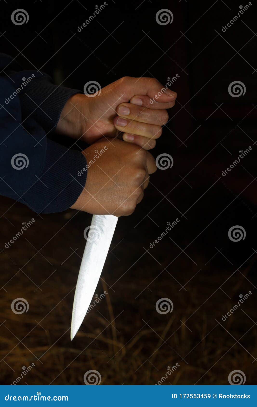 Hands Holding a Big Sharp Knife Stock Image - Image of murder ...