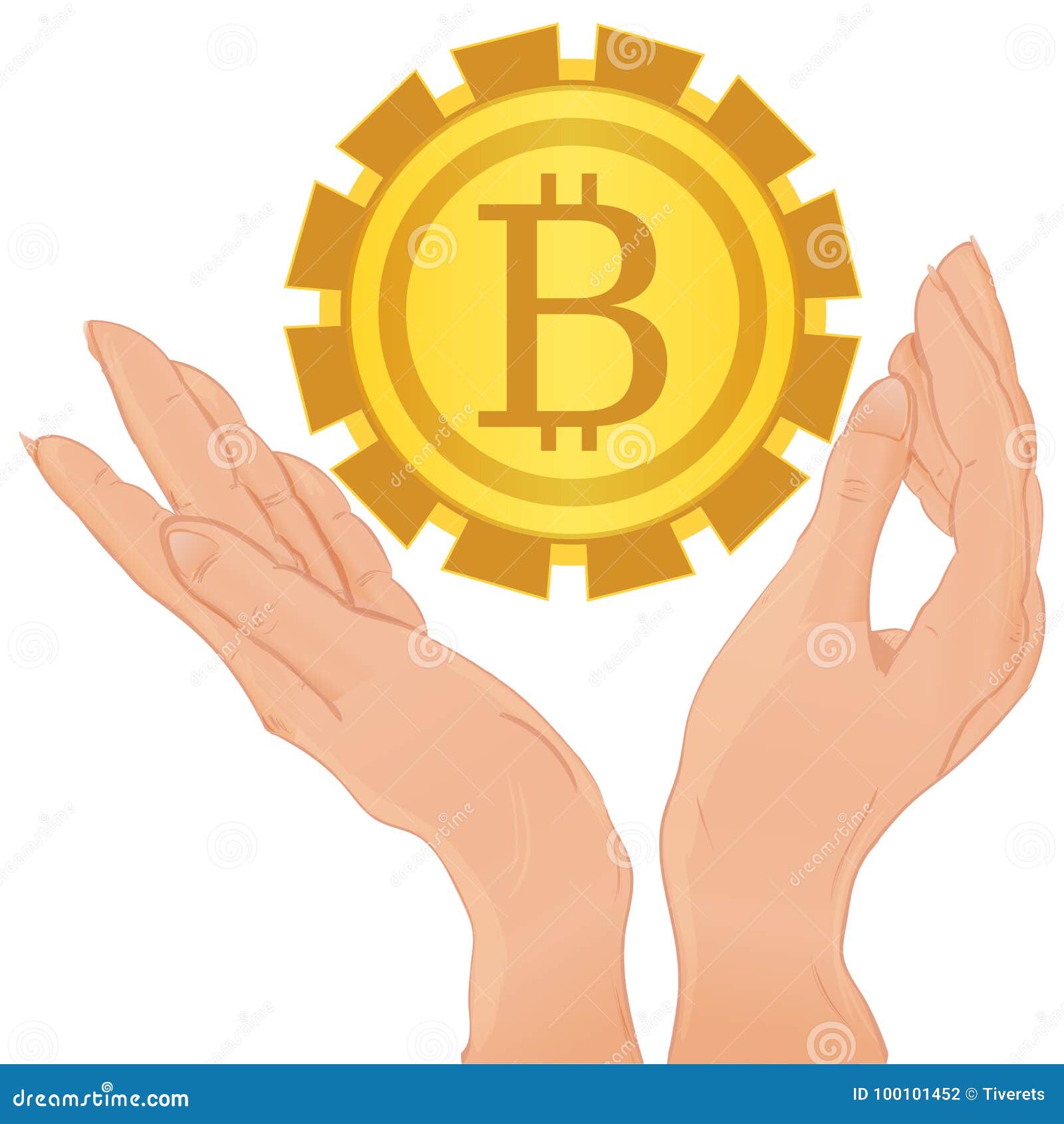 Hands Holding Bitcoin Isolated Vector Illustration Stock Vector ...
