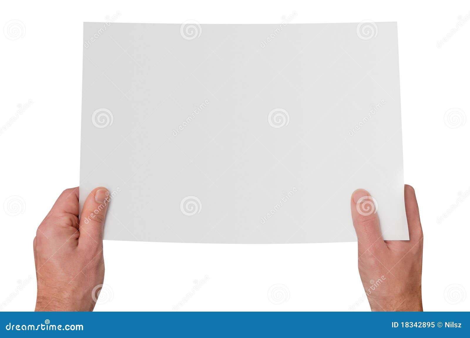 Hands holding blank paper stock image. Image of thumb - 18342895