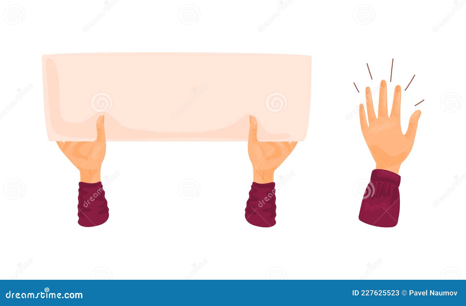 Hands Holding Blank Placards Set Empty Message Poster Demonstration