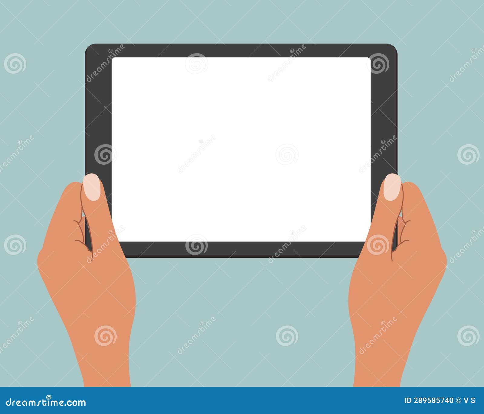 Hands Holding a Blank Screen of a Tablet Computer. Tablet PC Use, Flat Design Stock Illustration ...