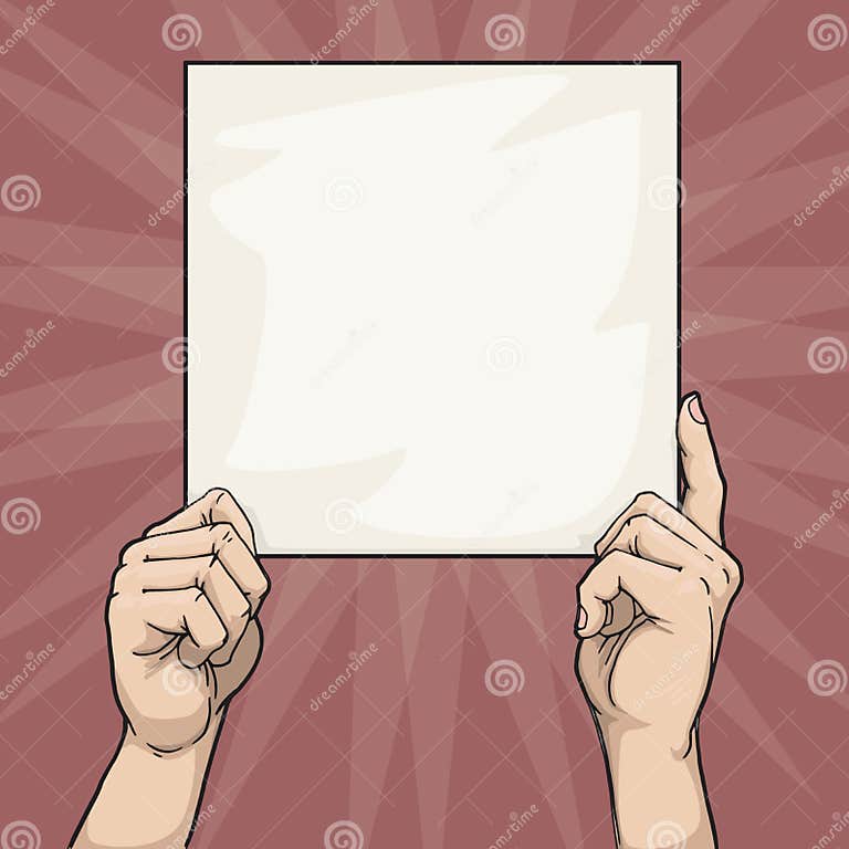 Hands holding a blank sign stock illustration. Illustration of hand ...