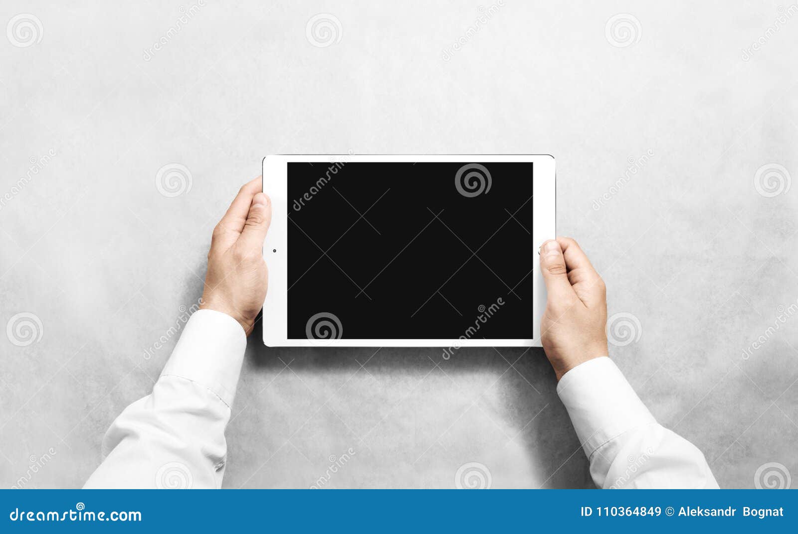 Hands Holding Blank Tablet Mock Up. New Portable Pc Screen Stock Image ...
