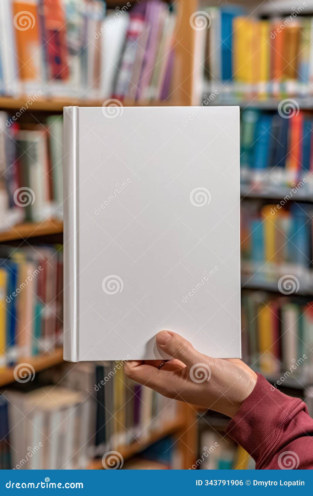 Hands Holding Book with Blank Cover in Library, Power of Knowledge ...