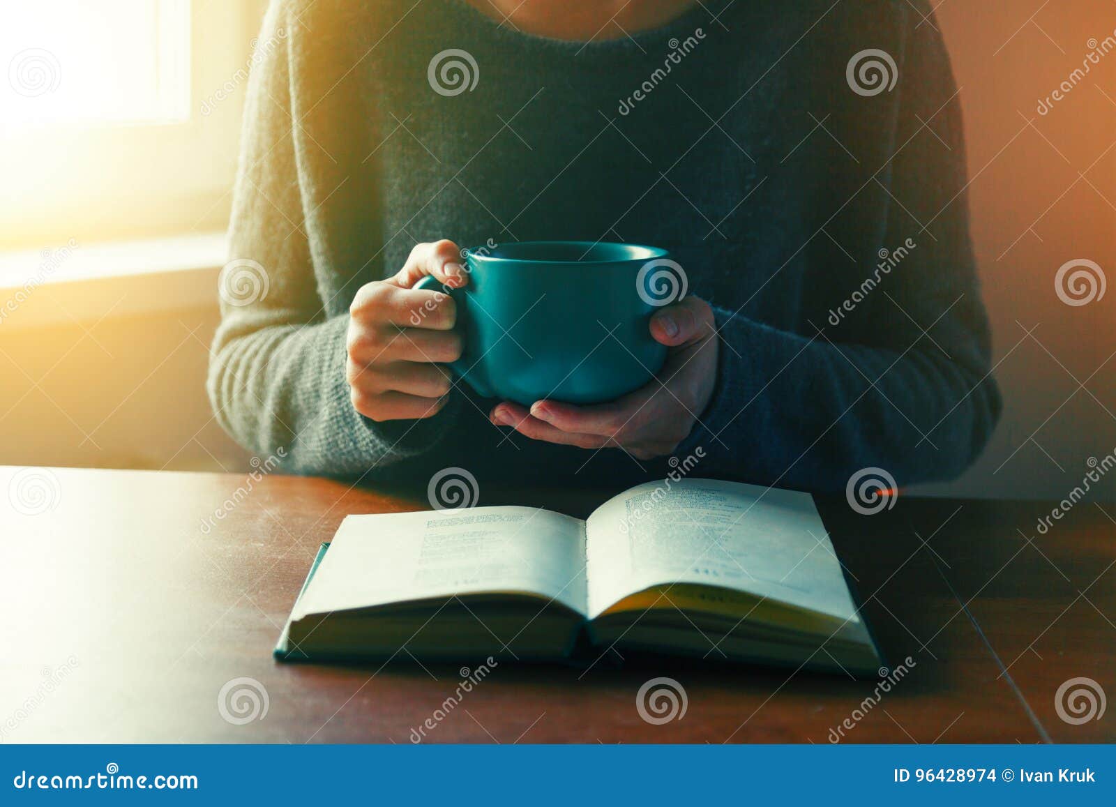 Hands Holding Book and Reading with Coffee Stock Photo - Image of ...