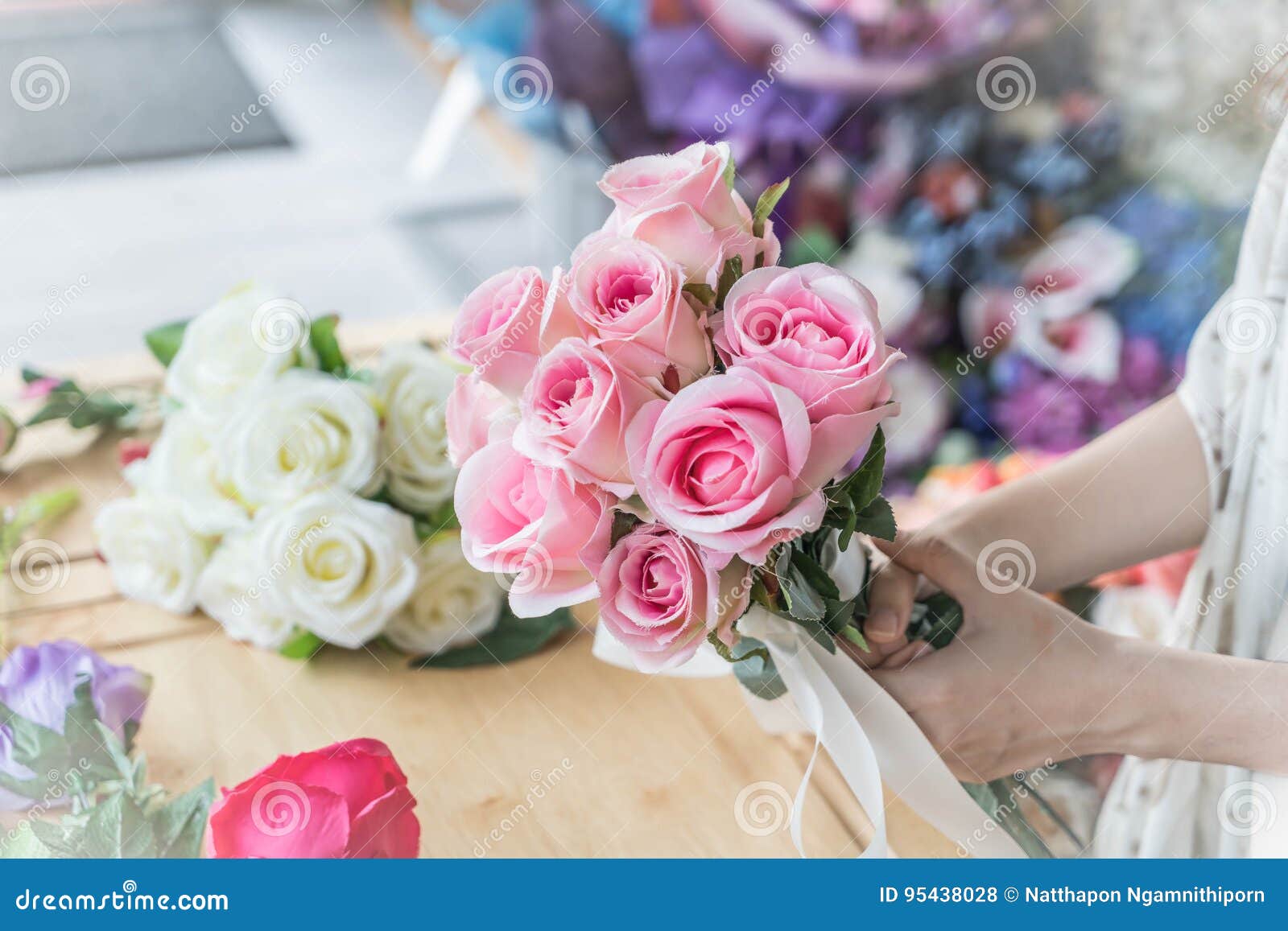 Hands Holding Bouquet of Flower Stock Photo - Image of celebration ...