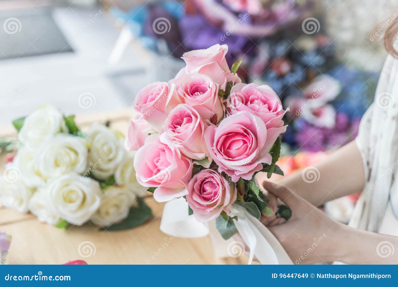Hands Holding Bouquet of Flower Stock Image - Image of celebration ...