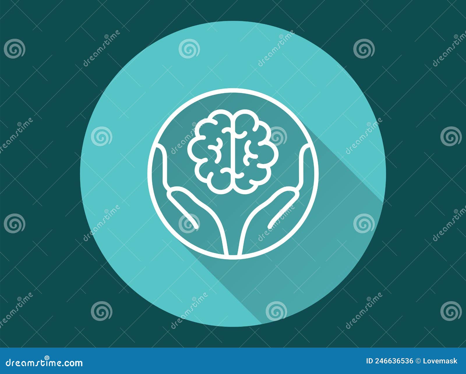 Hands Holding Brain Icon with Long Shadow for Graphic and Web Design ...