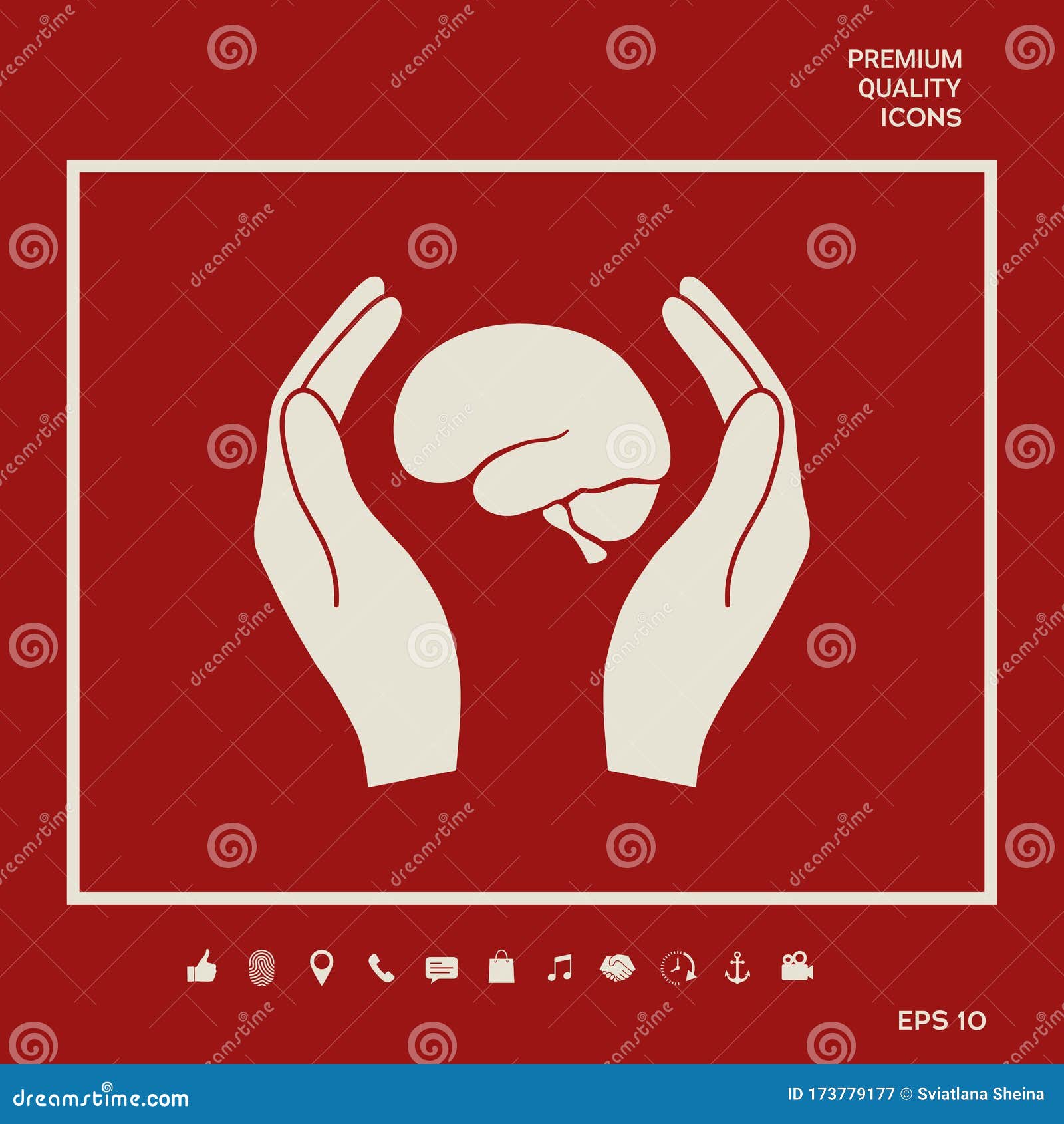 Hands Holding Brain - Protection Icon. Graphic Elements for Your Design ...