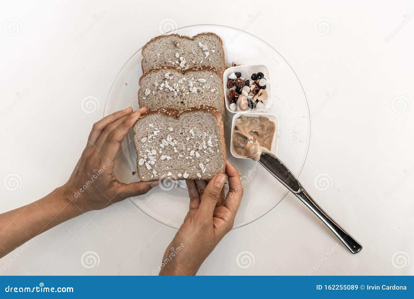 Hands Holding Bread on White Background Stock Image - Image of plate ...