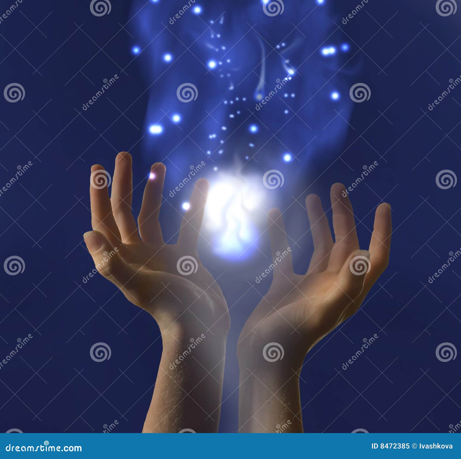 Hands holding bright light stock illustration. Illustration of health ...
