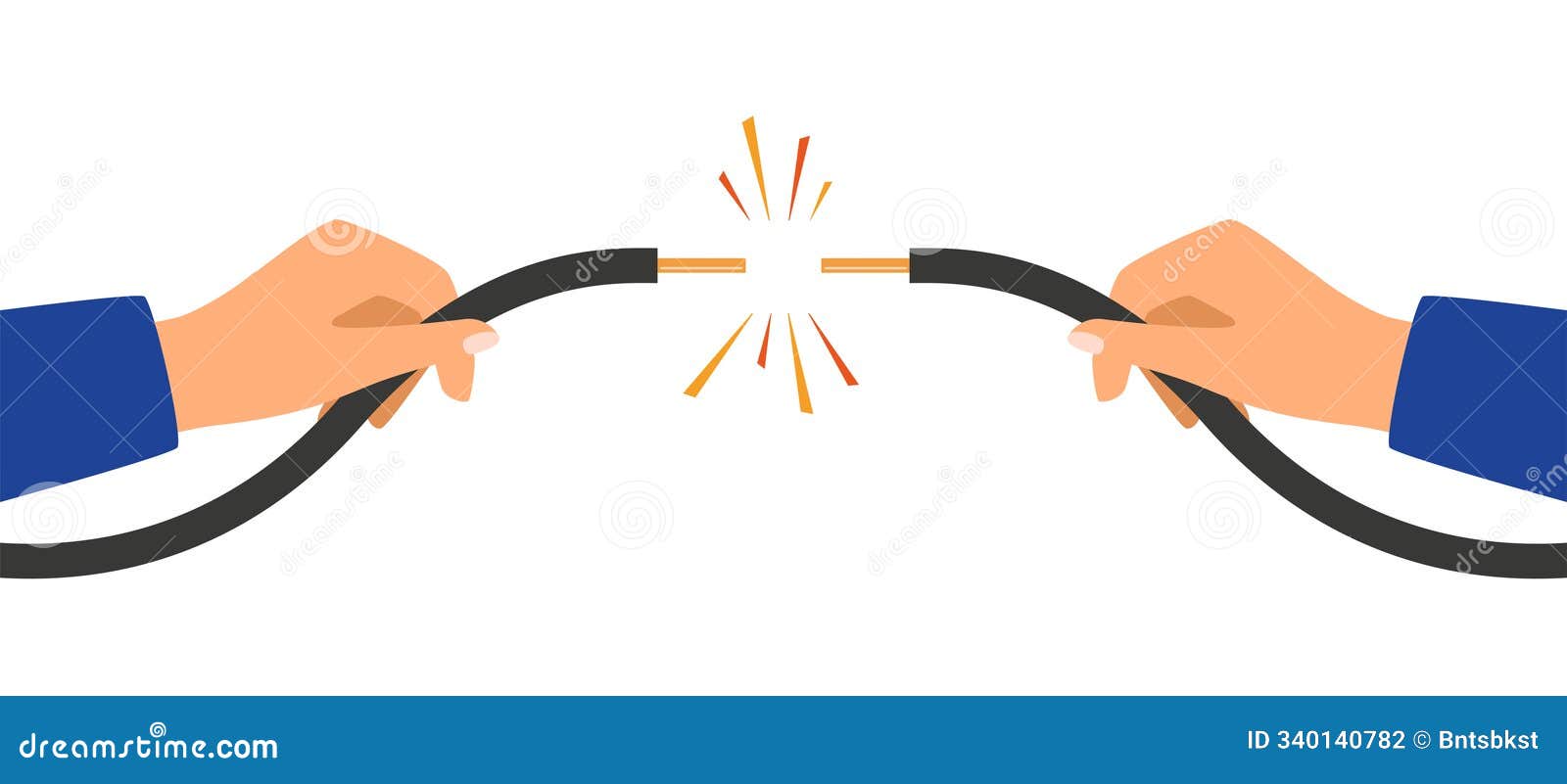 Broken Electrical Copper Wire Or Cord. Damaged Electric Power Cable ...