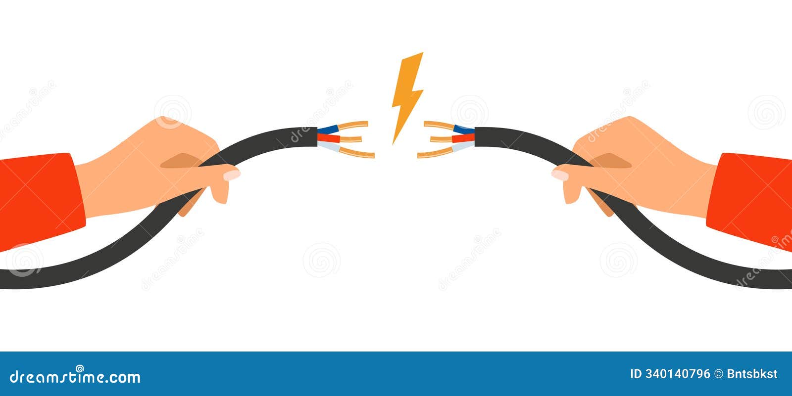 Broken Electrical Copper Wire Or Cord. Damaged Electric Power Cable ...
