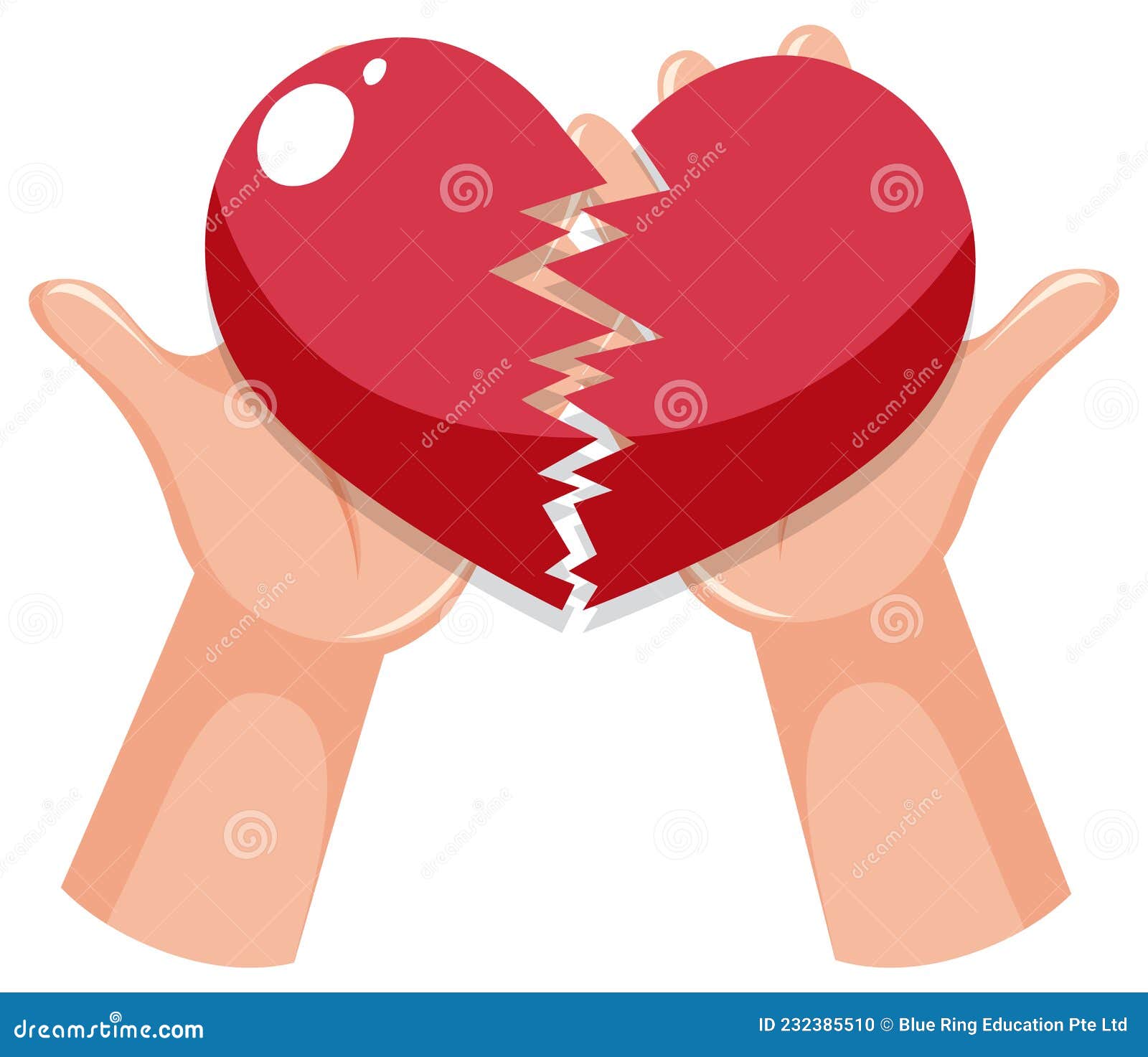 Hands holding broken heart stock vector. Illustration of broken - 232385510