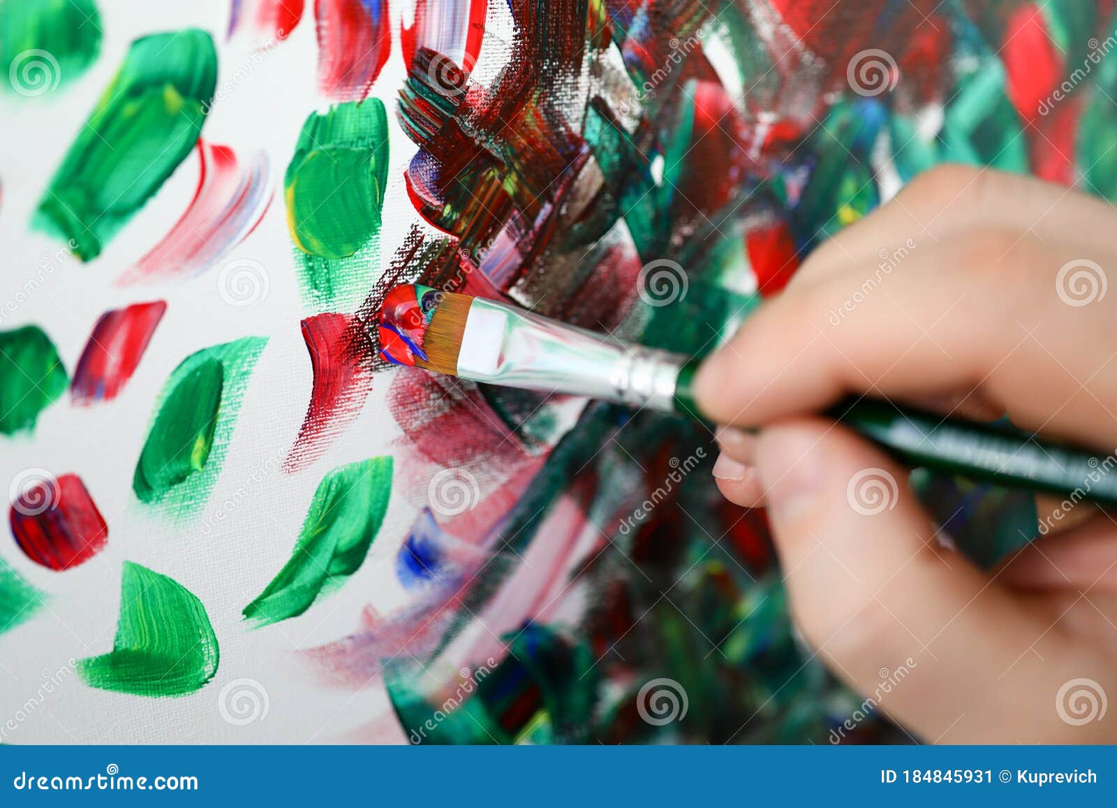 Hands Holding Brush with Multi-colored Paint Stock Image - Image of ...