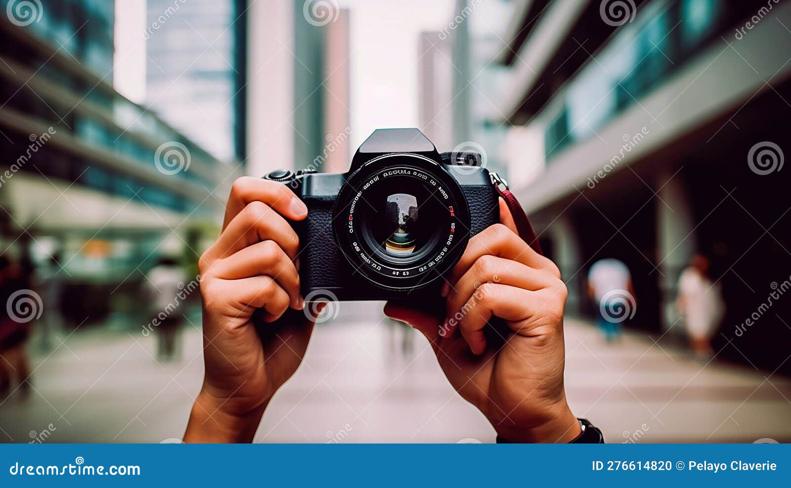 Hands Holding a Camera. Close-up. Generative AI Stock Illustration ...