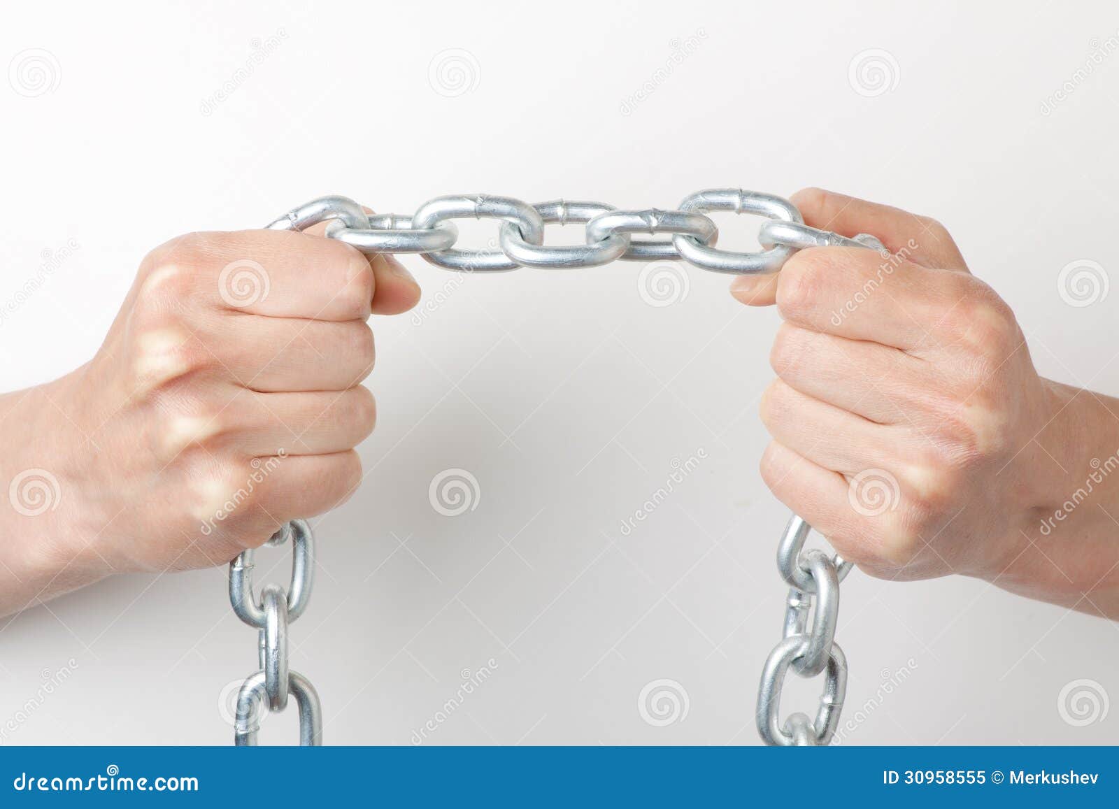 Hands Holding a Chain. Isolated on White Stock Image - Image of metal ...