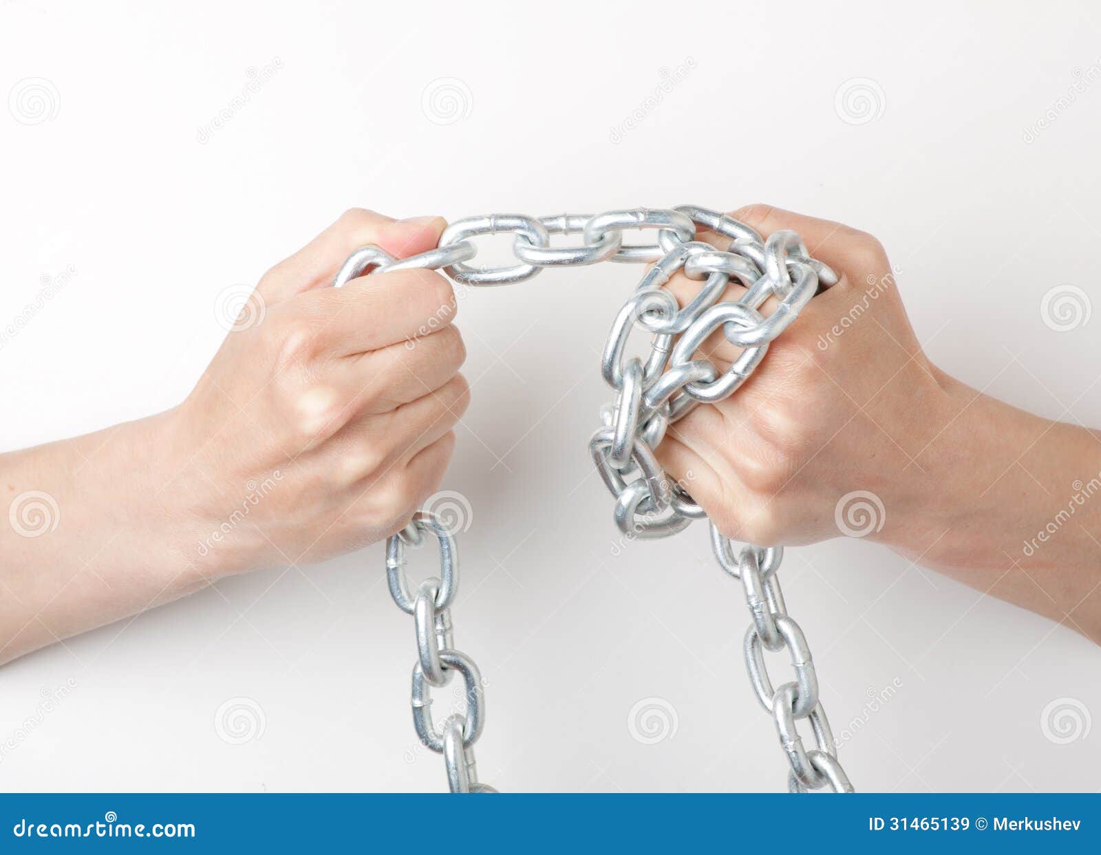 Hands Holding a Chain. Isolated on White Stock Image - Image of ...