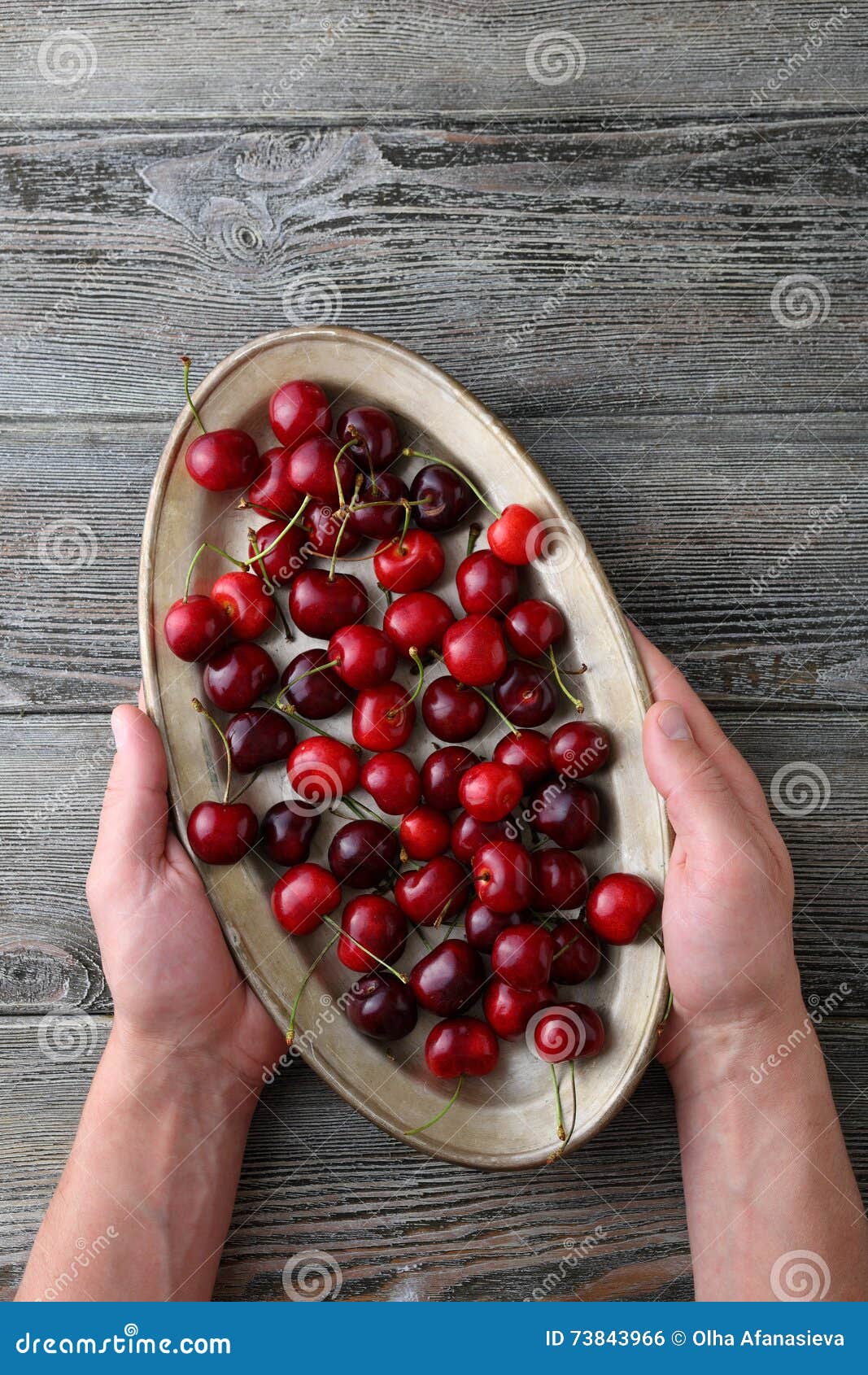 Hands Holding Cherry on Plate Stock Photo - Image of hand, healthy ...