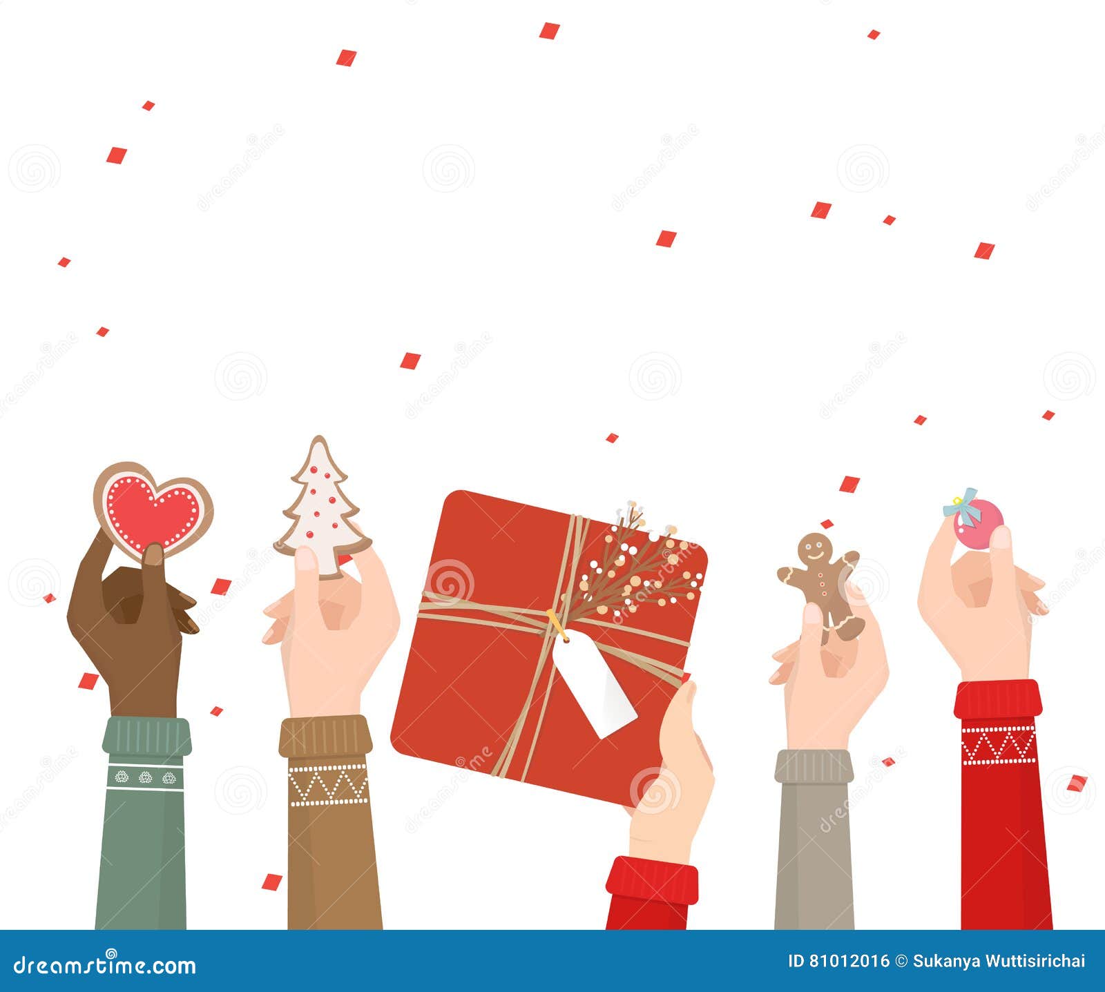 Hands Holding Christmas Decoration on White. Stock Vector ...