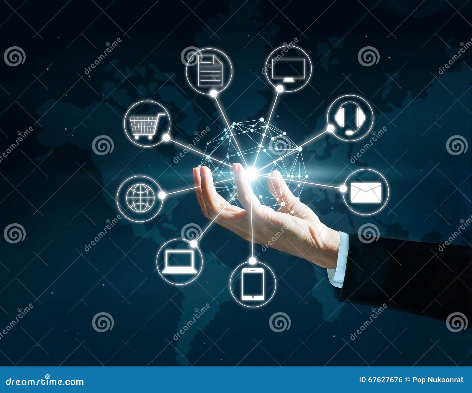Hands Holding Circle Global Network Connection, Omni Channel Stock ...