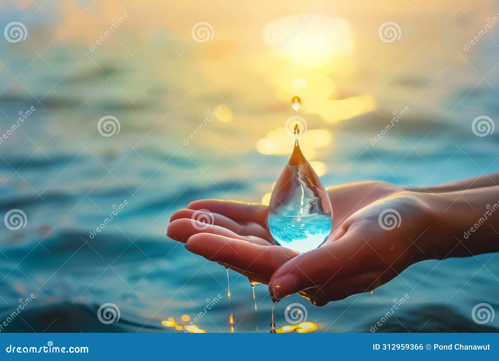Hands Holding Clean Water Drop,world Water Day Stock Illustration ...